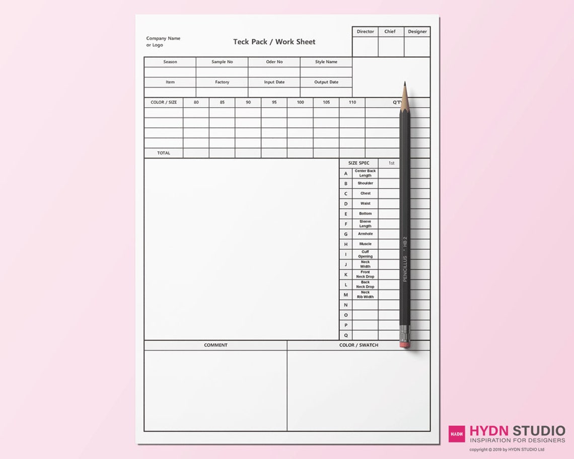 Tech Pack Template (english A4 Size) 09 / Technical Drawings / Fashion ...