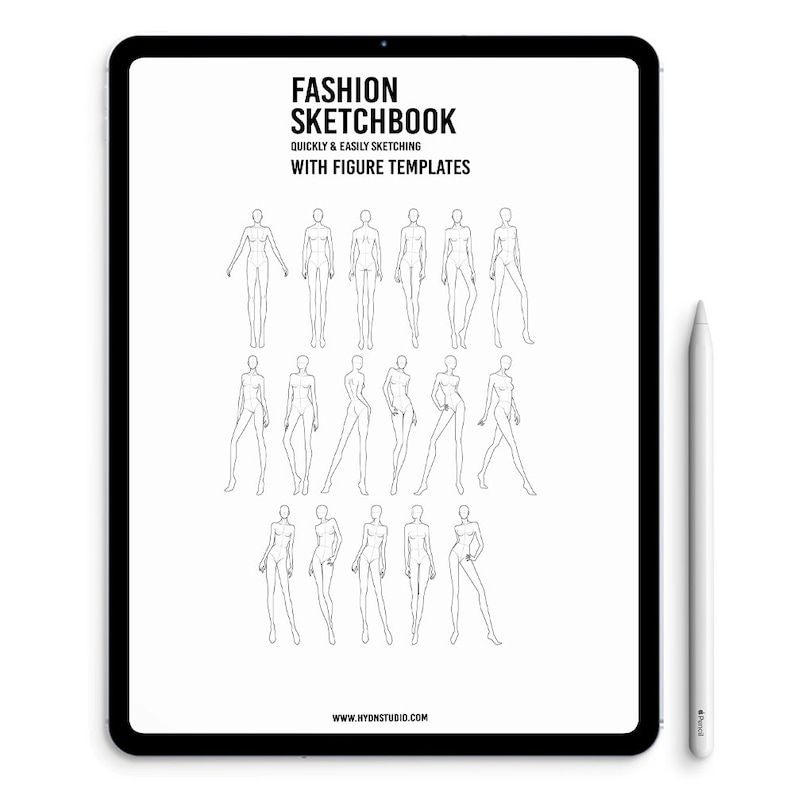 Fashion Sketchbook (PDF) 10-head Female Figure With 30 Poses - White ...