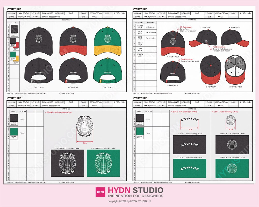 Stylish Vector Baseball Cap Tech Pack With Flat Sketch Design - Etsy