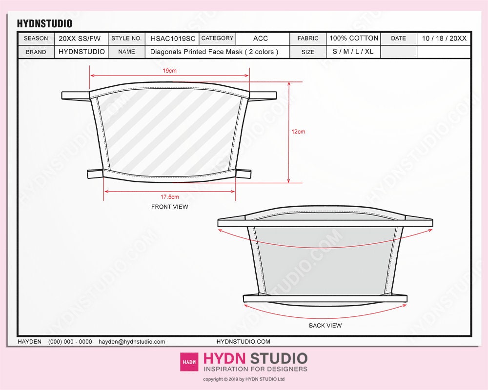 Mask Tech Pack / Technical Drawings / Fashion Template / Illustrator ...
