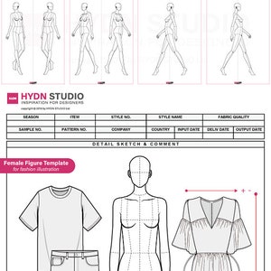 Fashion Illustration Template 47 Poses | A4 Digital Download & Print ...