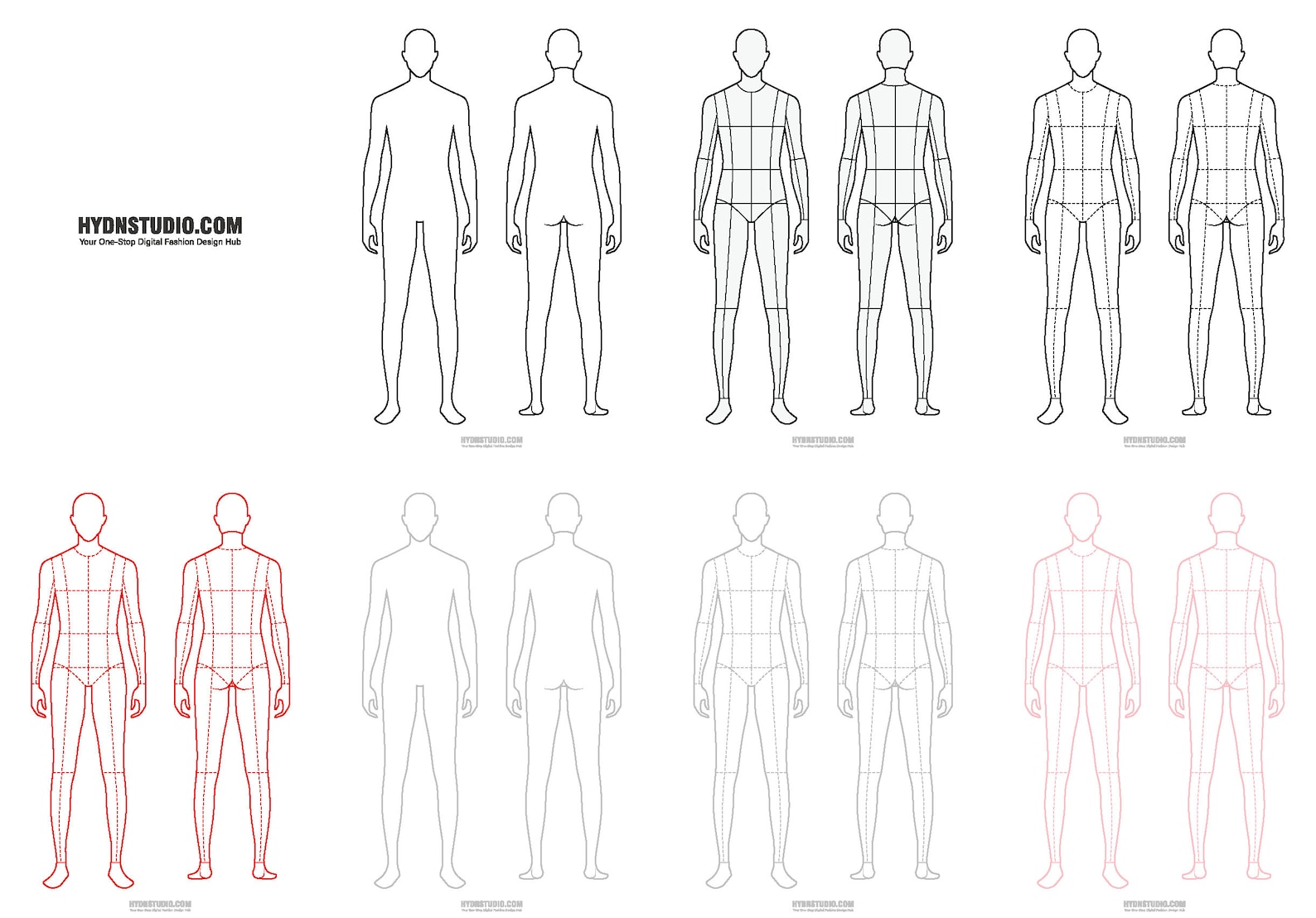 A4 Printable Male Croquis Fashion Design Body Template - Etsy