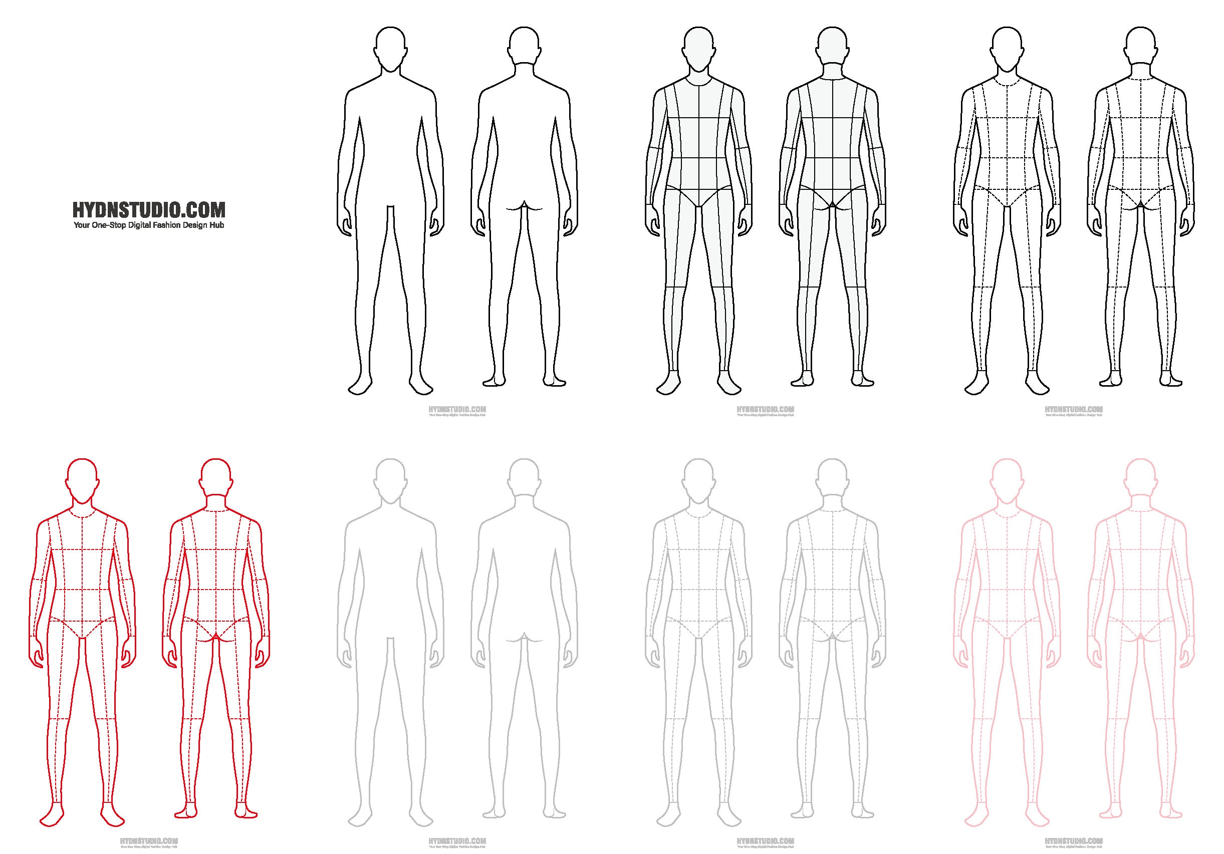 A4 Printable Male Croquis Fashion Design Body Template - Etsy UK