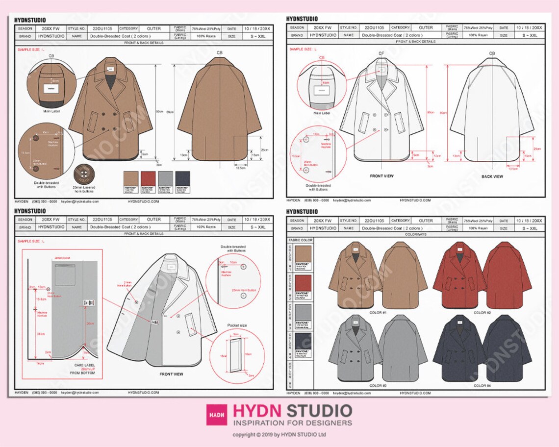 Vector Complete Coat Outer Design Techpack Template - Etsy