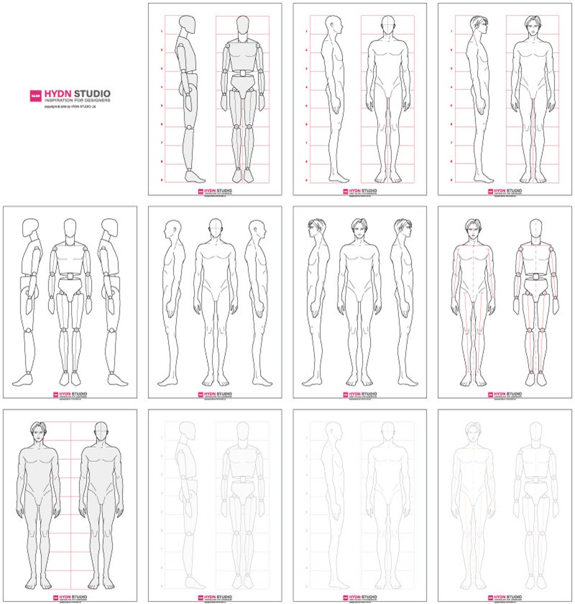 Men's Fashion Illustration Templates | Body Figure Sketches for Apparel ...