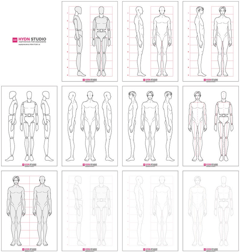 Men's Fashion Illustration Templates | Body Figure Sketches for Apparel ...