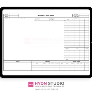 Tech Pack for Goodnotes 01 English (4 Types -PDF) Techpack Template ...