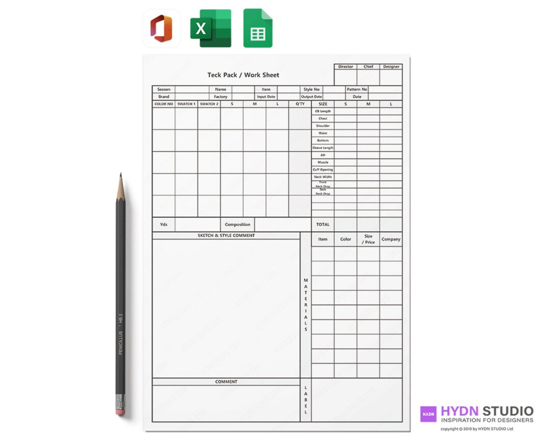 Tech Pack Design Template English 08 (excel) / Fashion Flats, Fashion ...
