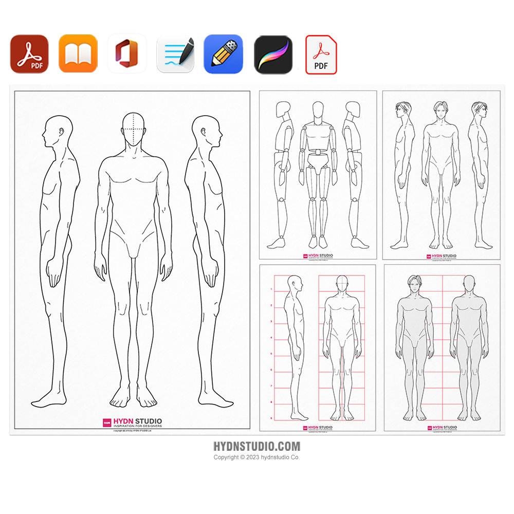 Men's Fashion Illustration Templates | Body Figure Sketches for Apparel ...