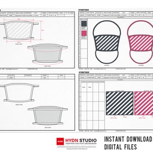Mask Tech Pack / Technical Drawings / Fashion template / | Etsy