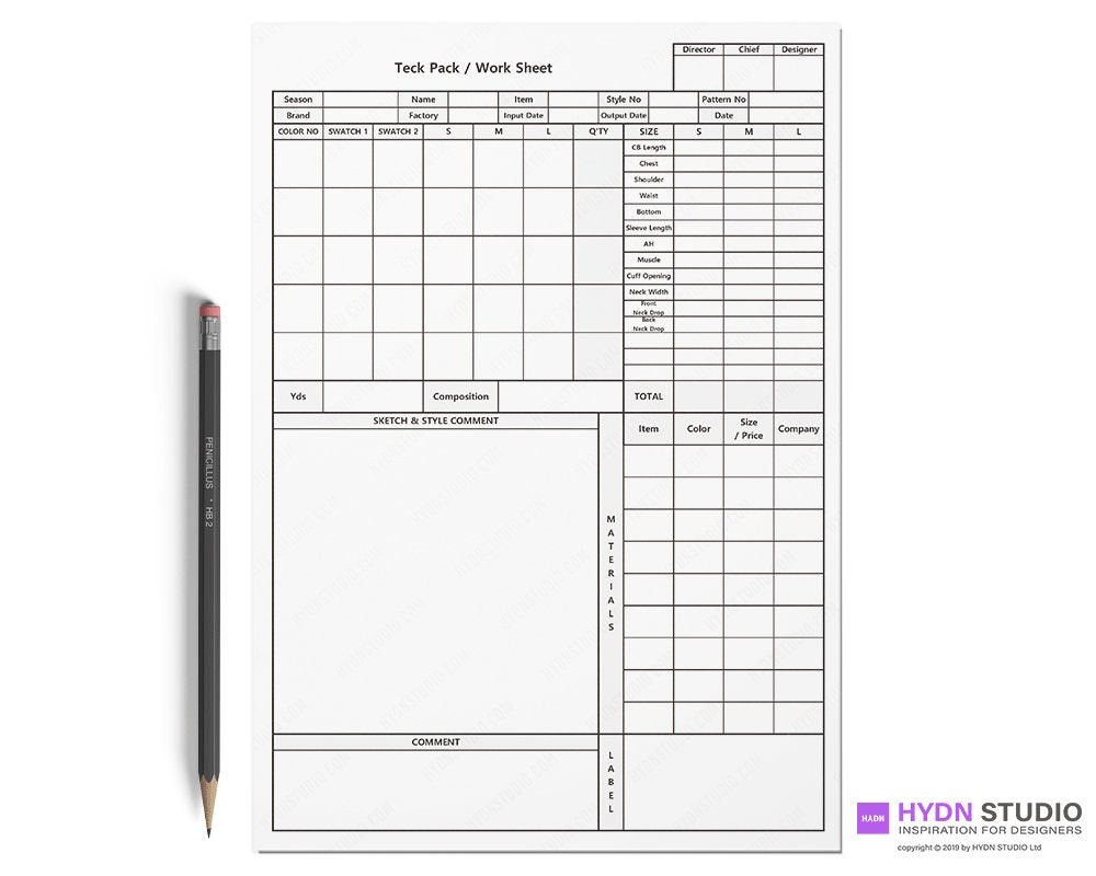 Tech Pack Design Template English 08 (excel) / Fashion Flats, Fashion ...