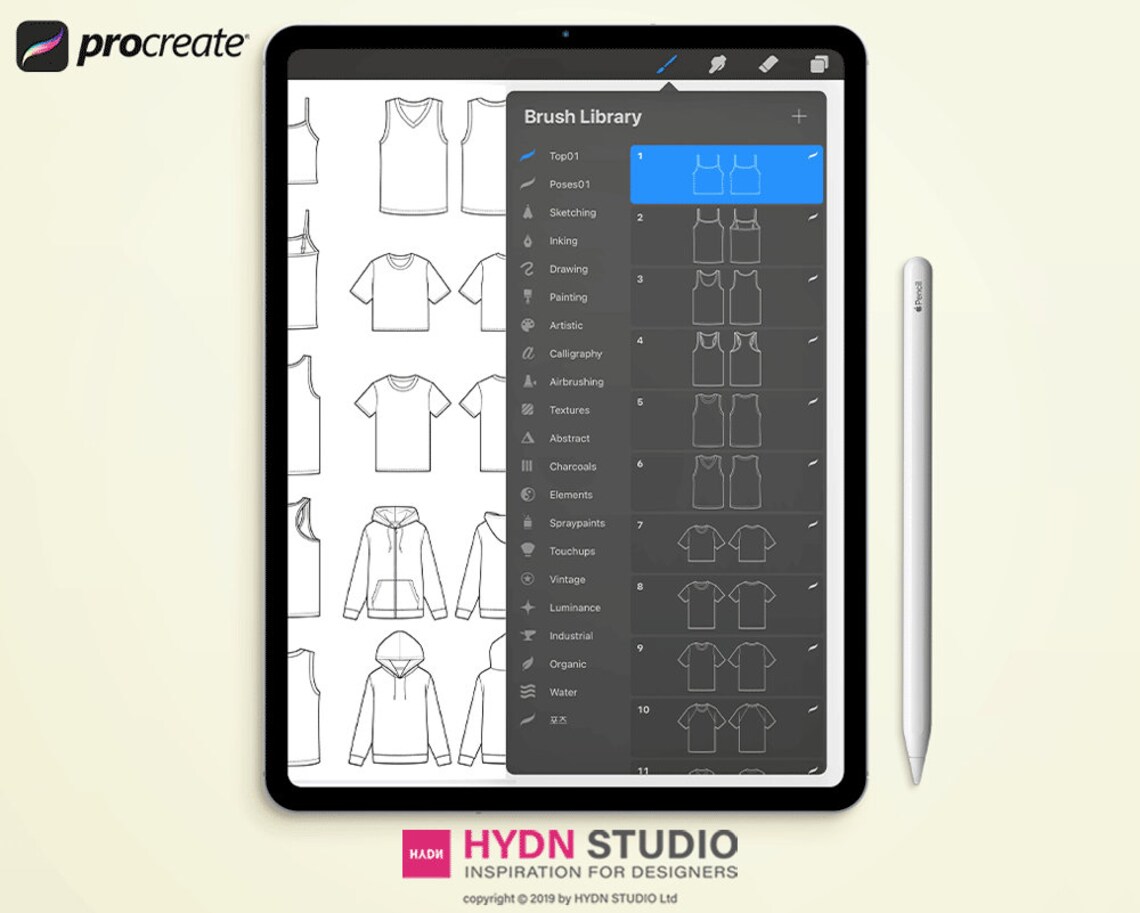 TOP Fashion Flat Sketches 01 Procreate Stamp Brushes - Etsy