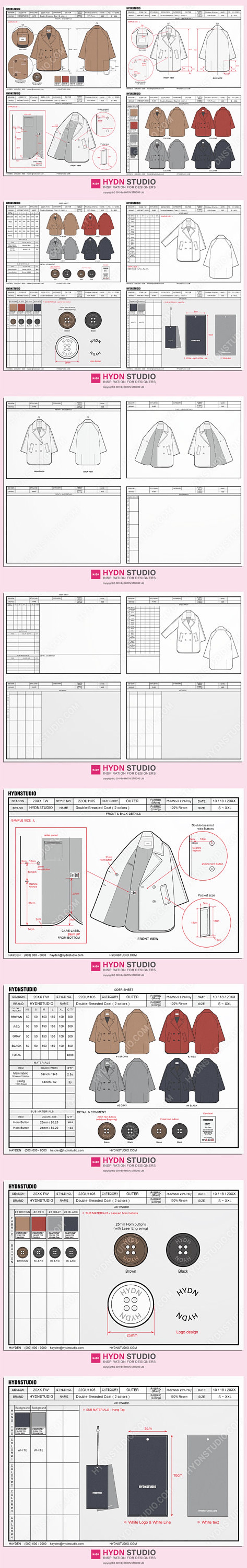 Vector Complete Coat Outer Design Techpack Template - Etsy