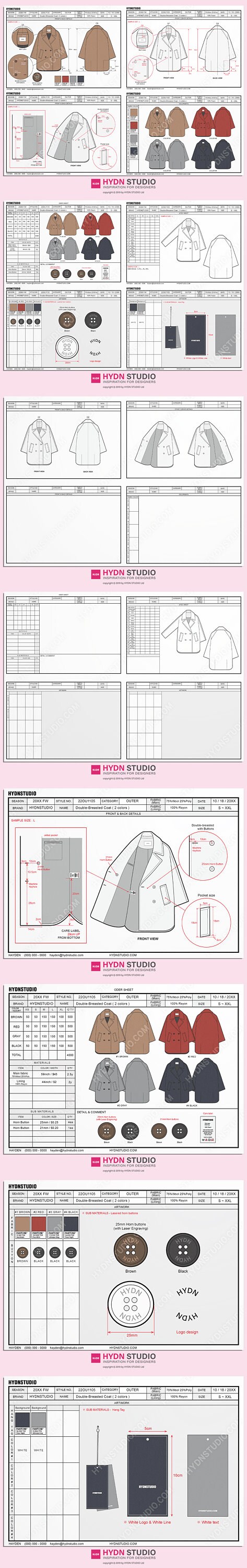 Vector Complete Coat Outer Design Techpack Template - Etsy