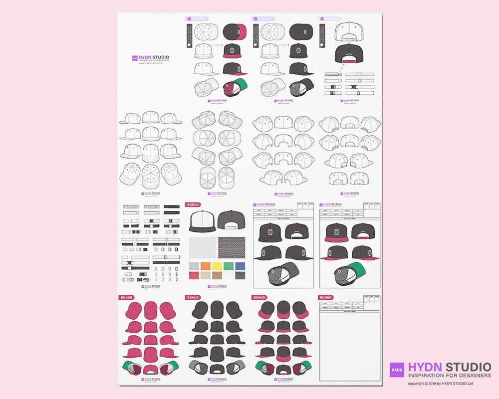 Vector Apparel Snapback Cap Design Templates Pack - Etsy