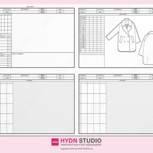 Vector Complete Coat Outer Design Techpack Template Technical Drawings, Fashion CAD, and Flat ...