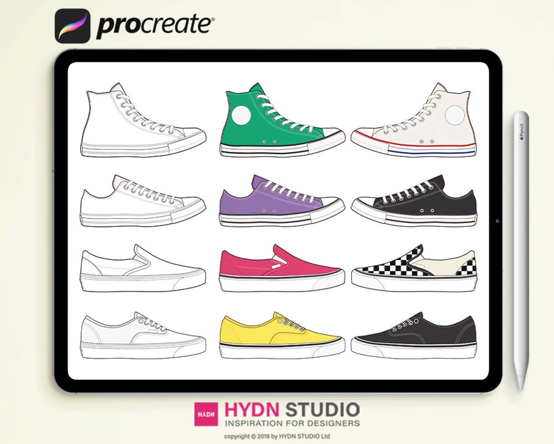 Shoes Design Set Procreate Stamp Brushes for Fashion Design - Etsy