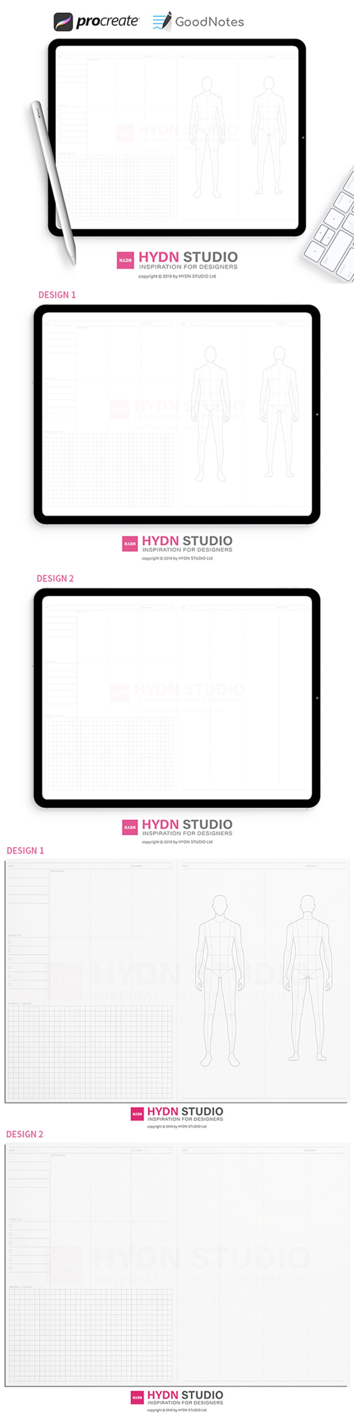 Fashion Sketchbook- Printable PDF / Fashion Design Notebook (2style ...