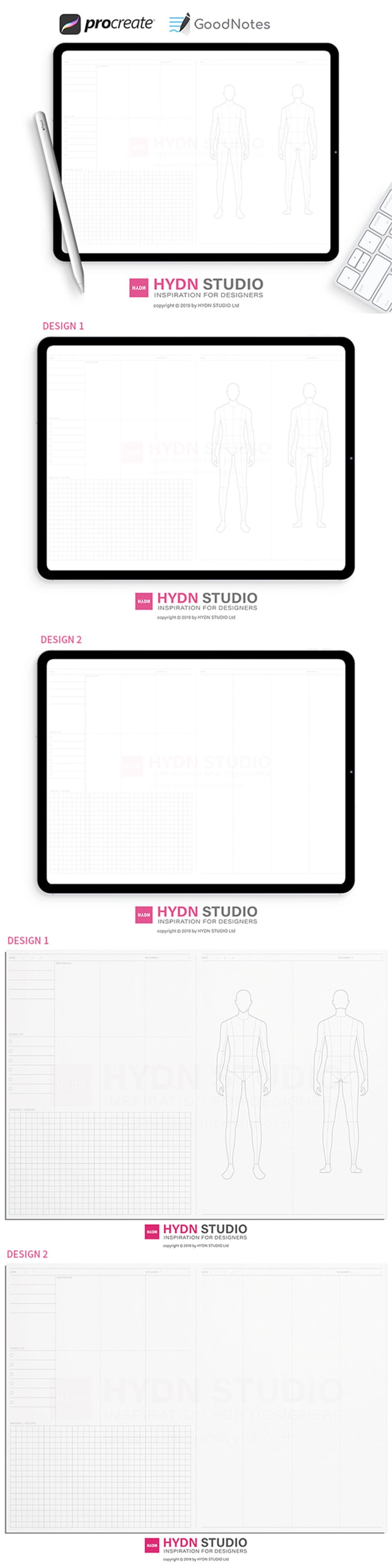 Fashion Sketchbook- Printable PDF / Fashion Design Notebook (2style ...