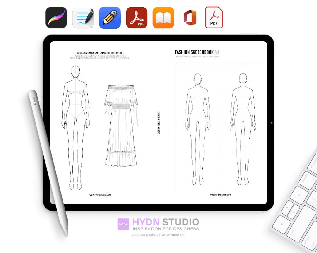 Fashion Sketchbook A4 With Male Figure Template PDF - Etsy