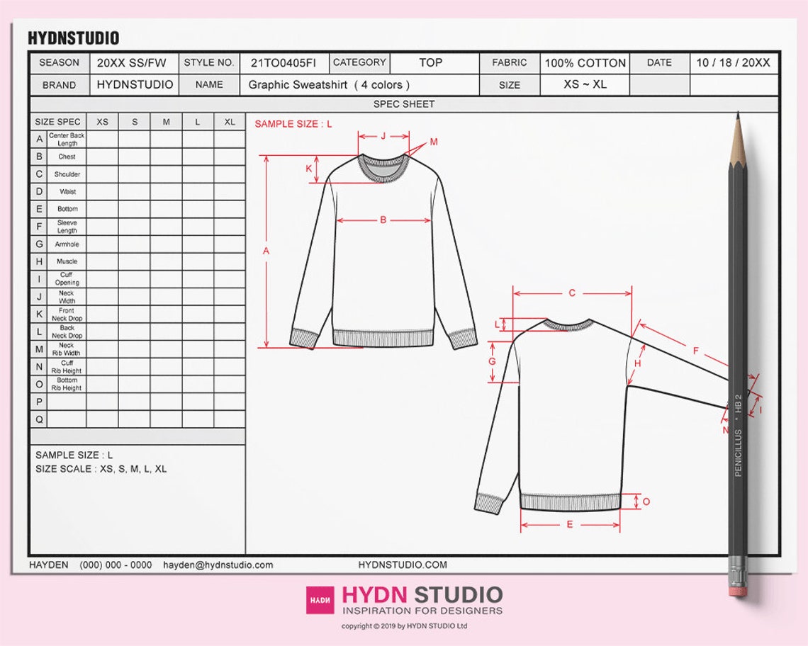 Sweatshirt Tech Pack / TechPack template / Technical Drawings | Etsy