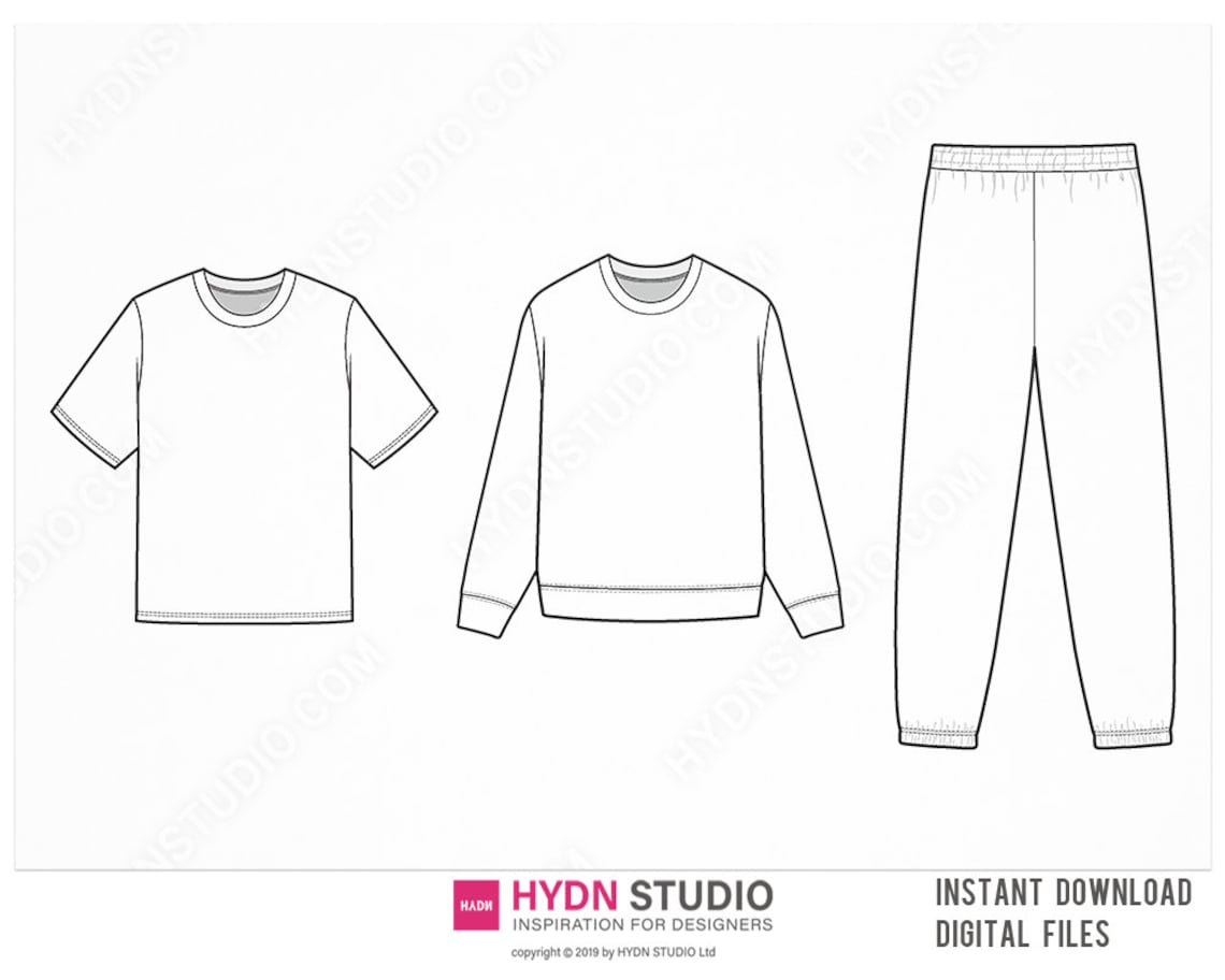 Front Design Casual Wear Vector Template Set - T-shirt, Sweatshirt ...