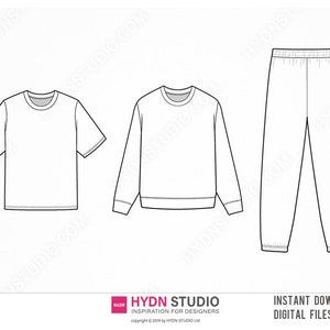 Front Design Casual Wear Vector Template Set - T-shirt, Sweatshirt ...