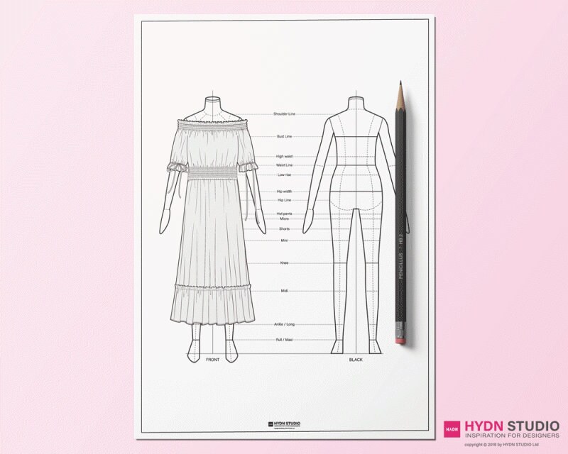 Fashion Flats Body Templates for Design | 9 Pages, 6 Unique Styles ...