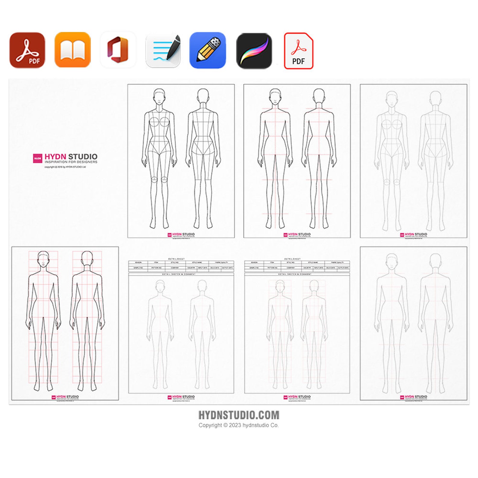 Women's Fashion Body Figure Template (8 Heads) | Croquis & Drawing - Etsy