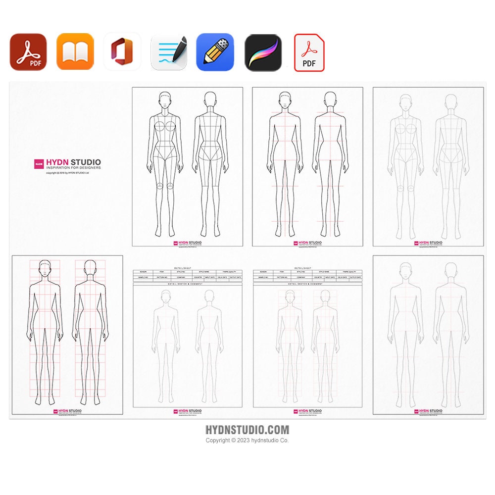 Women's Fashion Body Figure Template (8 Heads) | Croquis & Drawing - Etsy