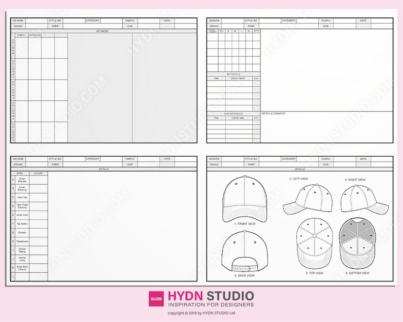 Stylish Vector Baseball Cap Tech Pack With Flat Sketch Design - Etsy