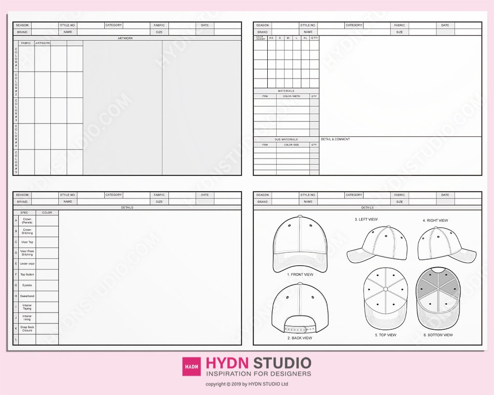 Stylish Vector Baseball Cap Tech Pack With Flat Sketch Design - Etsy