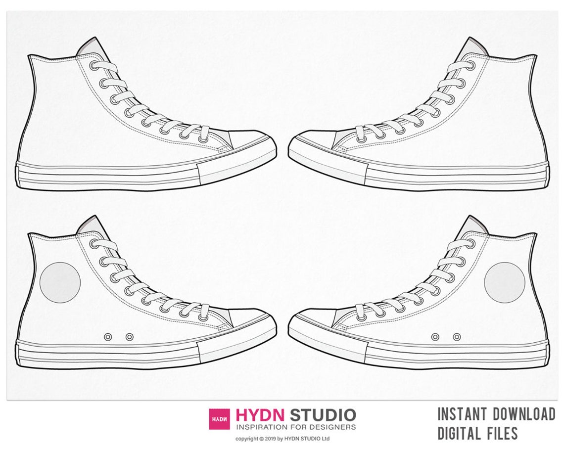 Shoes Fashion Flat Sketch Template Fashion Design Template - Etsy