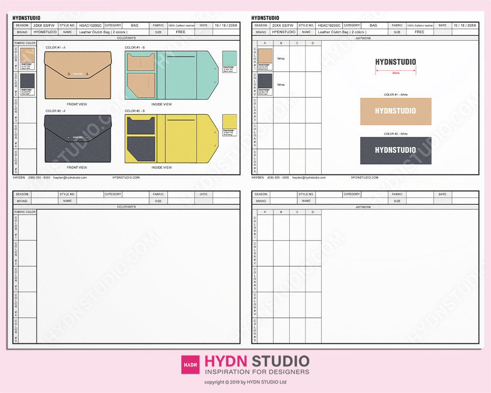 Clutch Bag Tech Pack / Techpack Template / Technical Drawings / Fashion ...