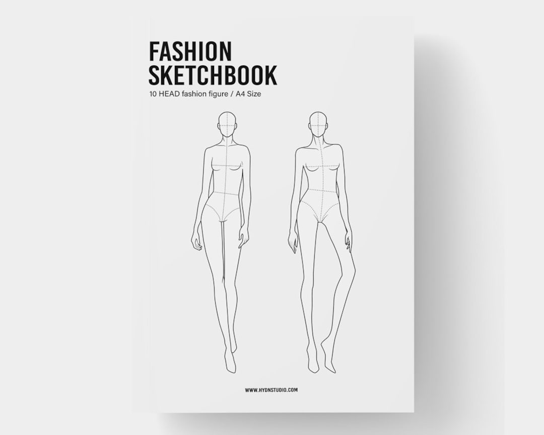 Fashion Sketchbook PDF 10-head Female Figure With 30 Poses White Cover ...