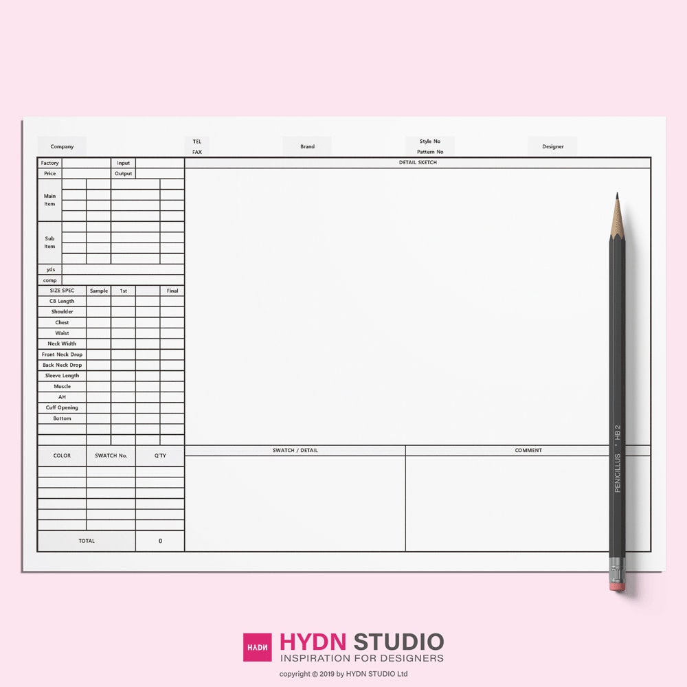 Tech Pack Template (english A4 Size) / Technical Drawings / Fashion CAD ...