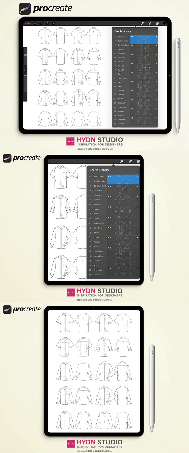 Shirts Design Set Procreate Stamp Brushes for Fashion Design - Etsy