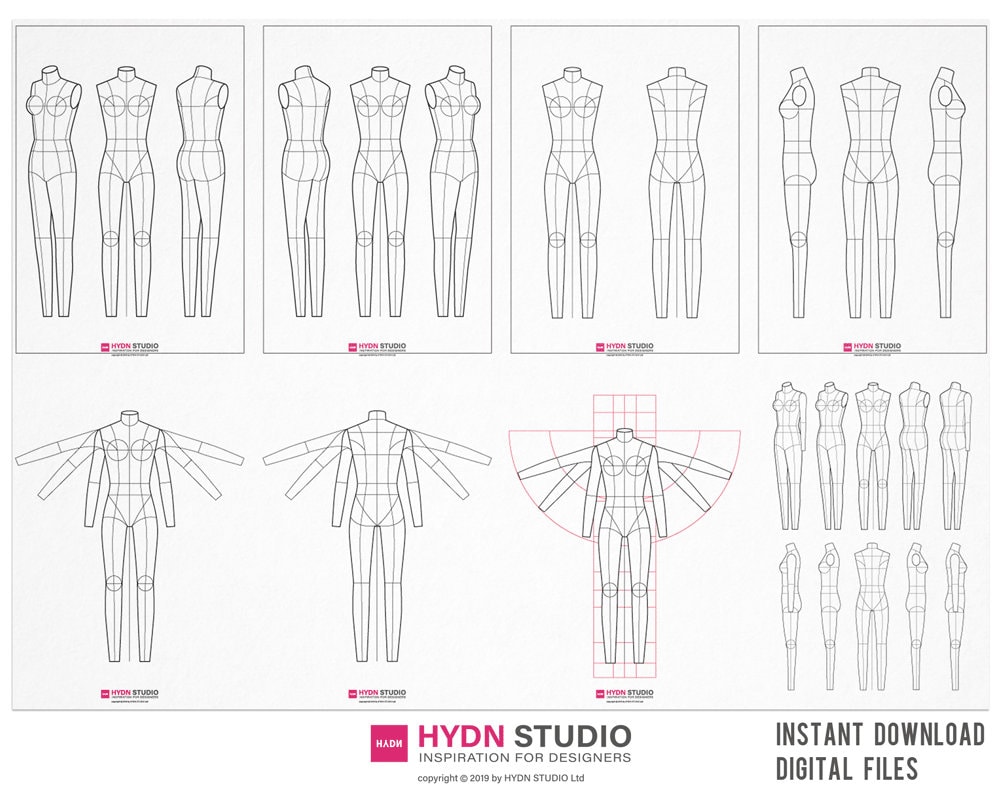 Printable Croquis Drawing Template for Apparel Fashion Design and ...