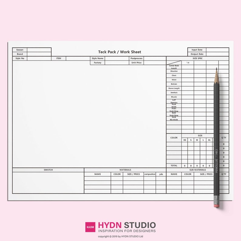 Tech Pack Template (english A4 Size) 01 / Technical Drawings / Fashion ...