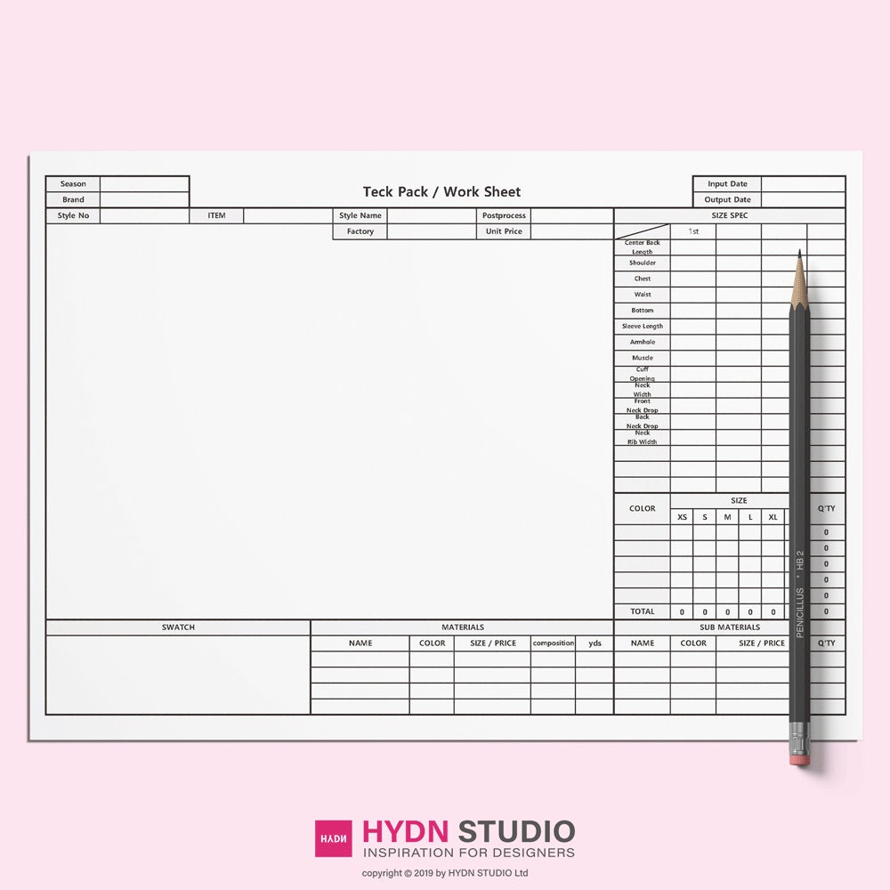 Tech Pack Template (english A4 Size) 01 / Technical Drawings / Fashion ...