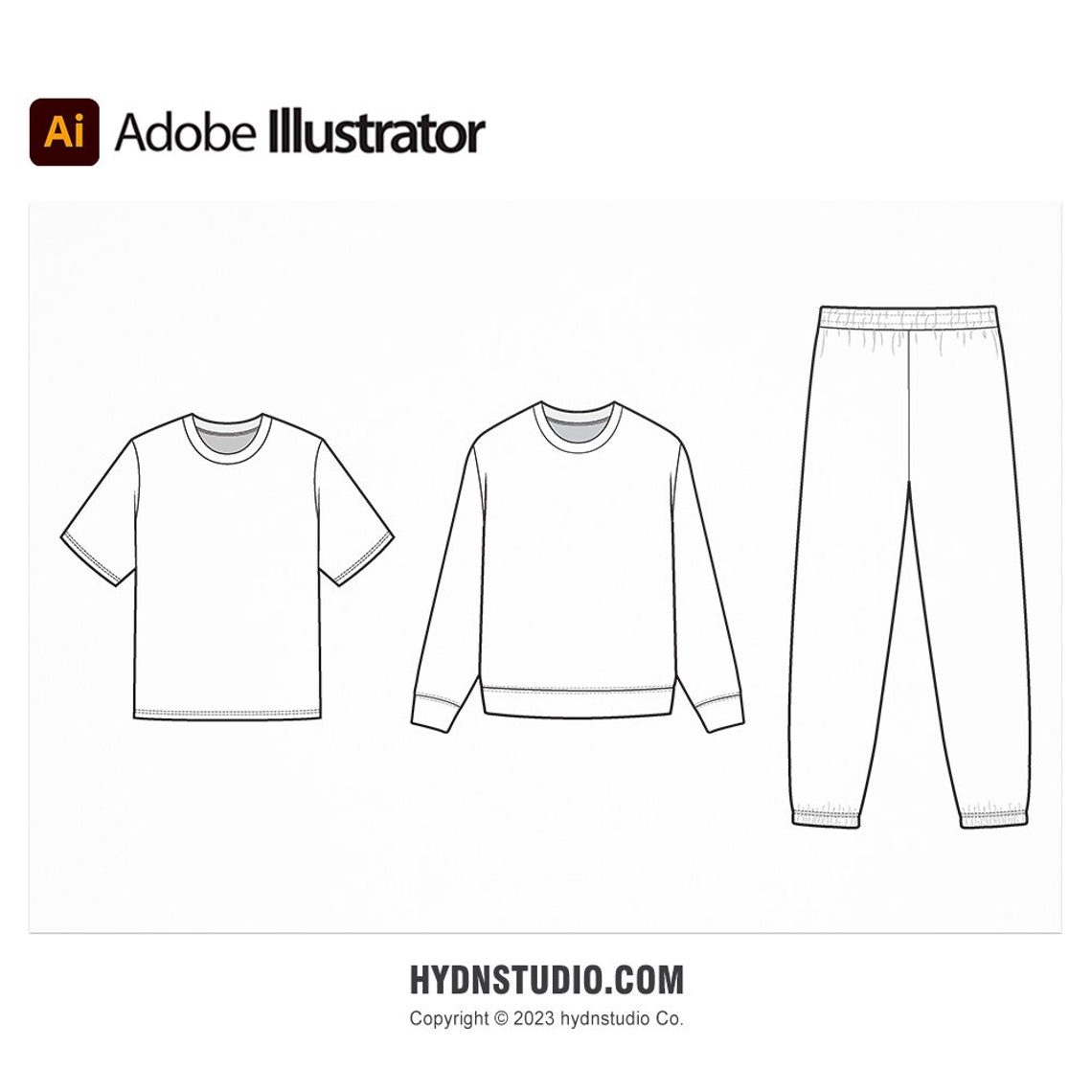 Front Design Casual Wear Vector Template Set - T-shirt, Sweatshirt ...
