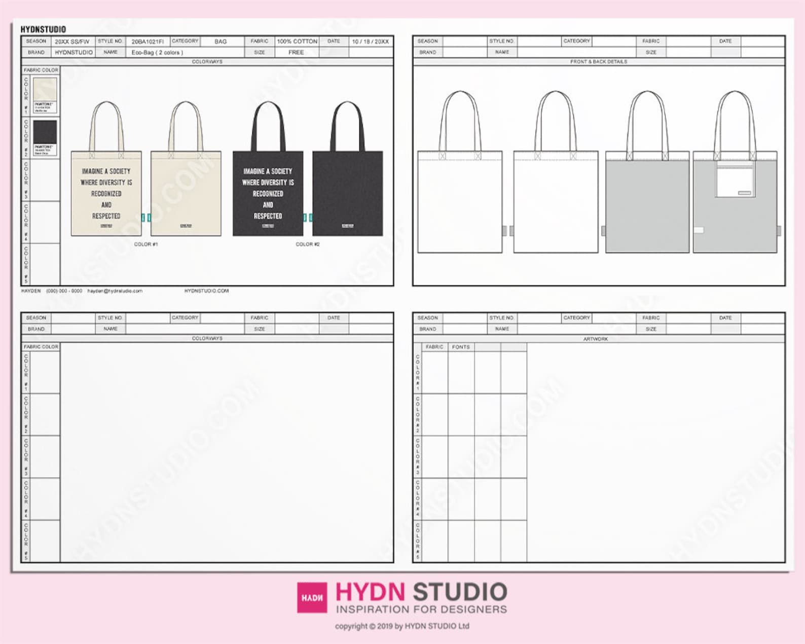 Eco-bag (tote Bag) Tech Pack / Techpack Template / Technical Drawings ...