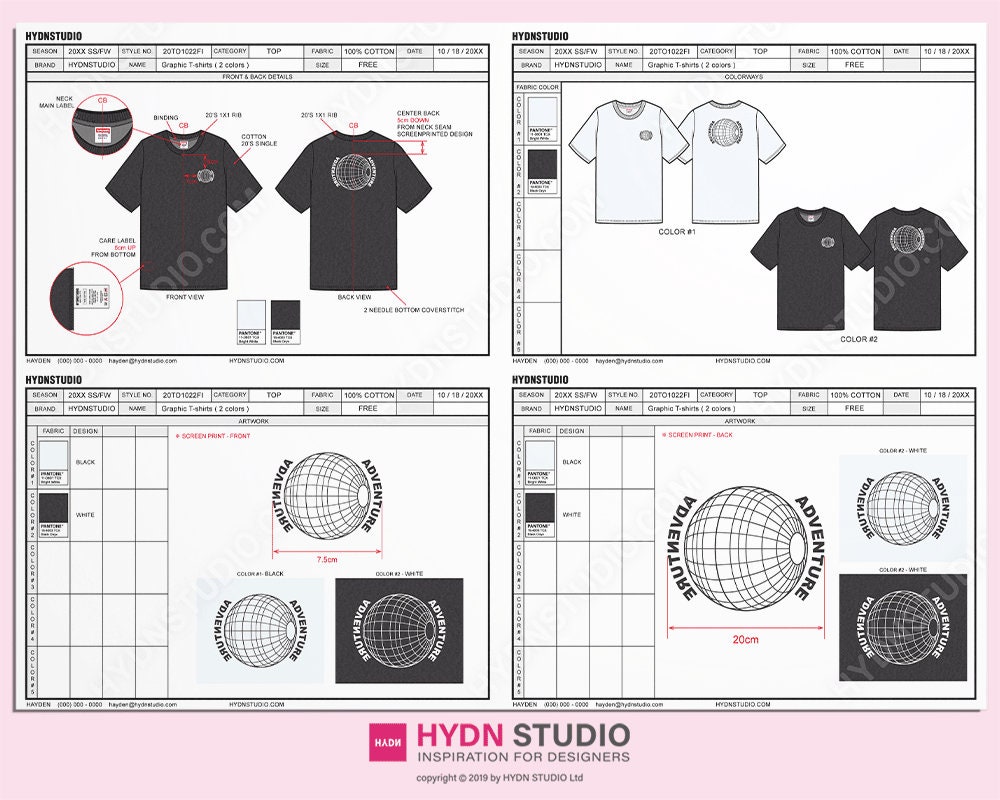 Fashion Tech Pack Template Vector T-shirt Design Pack Fashion CAD Flat ...