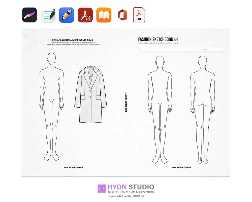 Fashion Sketchbook A4 With Male Figure Template PDF - Etsy