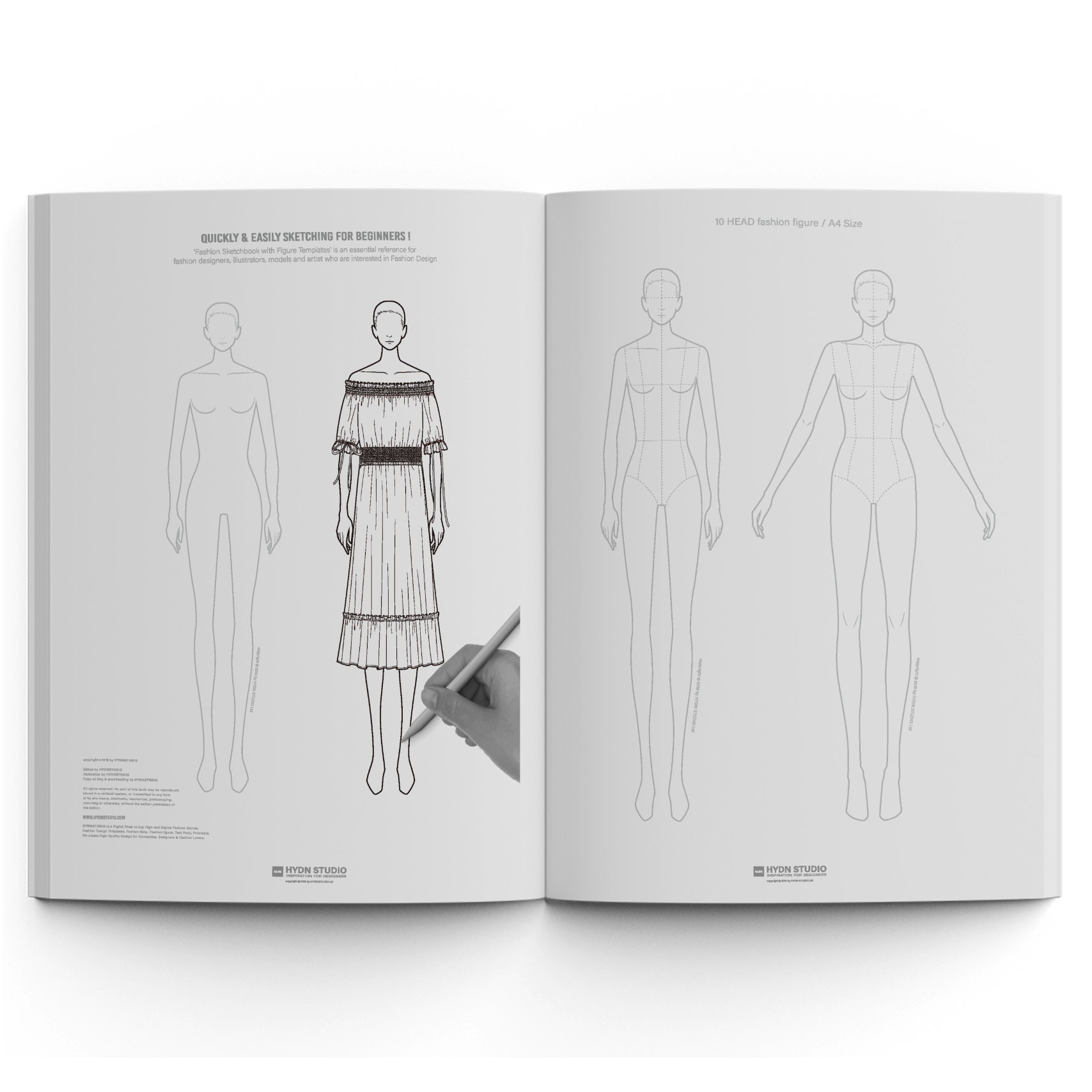 Fashion Sketchbook (PDF) 10-head Female Figure With 30 Poses - White ...