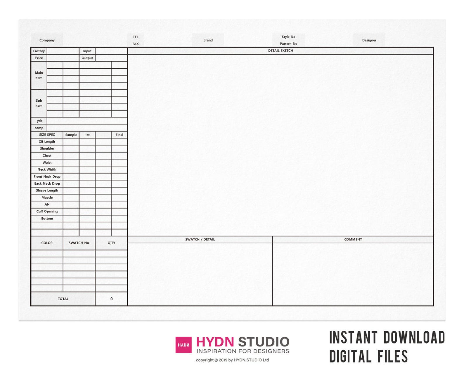 Tech Pack Template (english A4 Size) / Technical Drawings / Fashion CAD ...