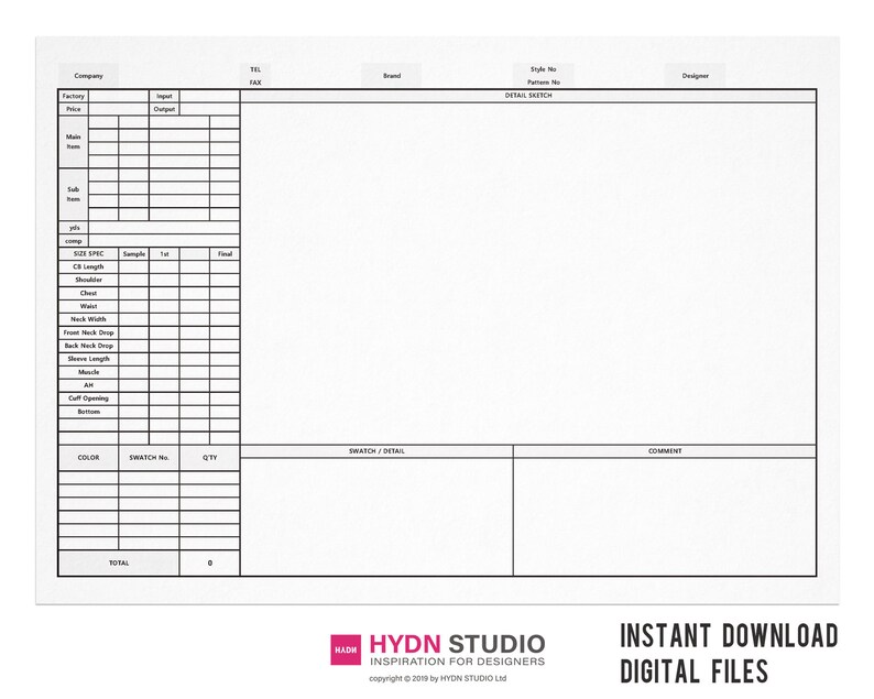 Tech Pack Template (english A4 Size) / Technical Drawings / Fashion CAD ...
