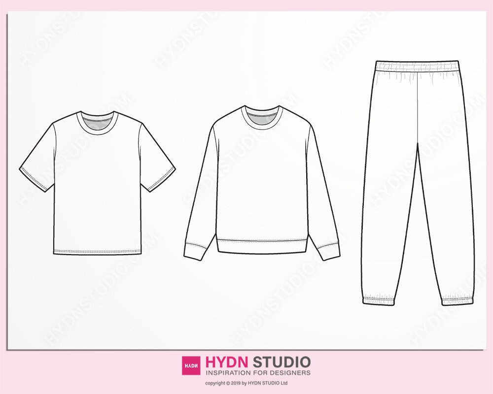 Front Design Casual Wear Vector Template Set - T-shirt, Sweatshirt ...