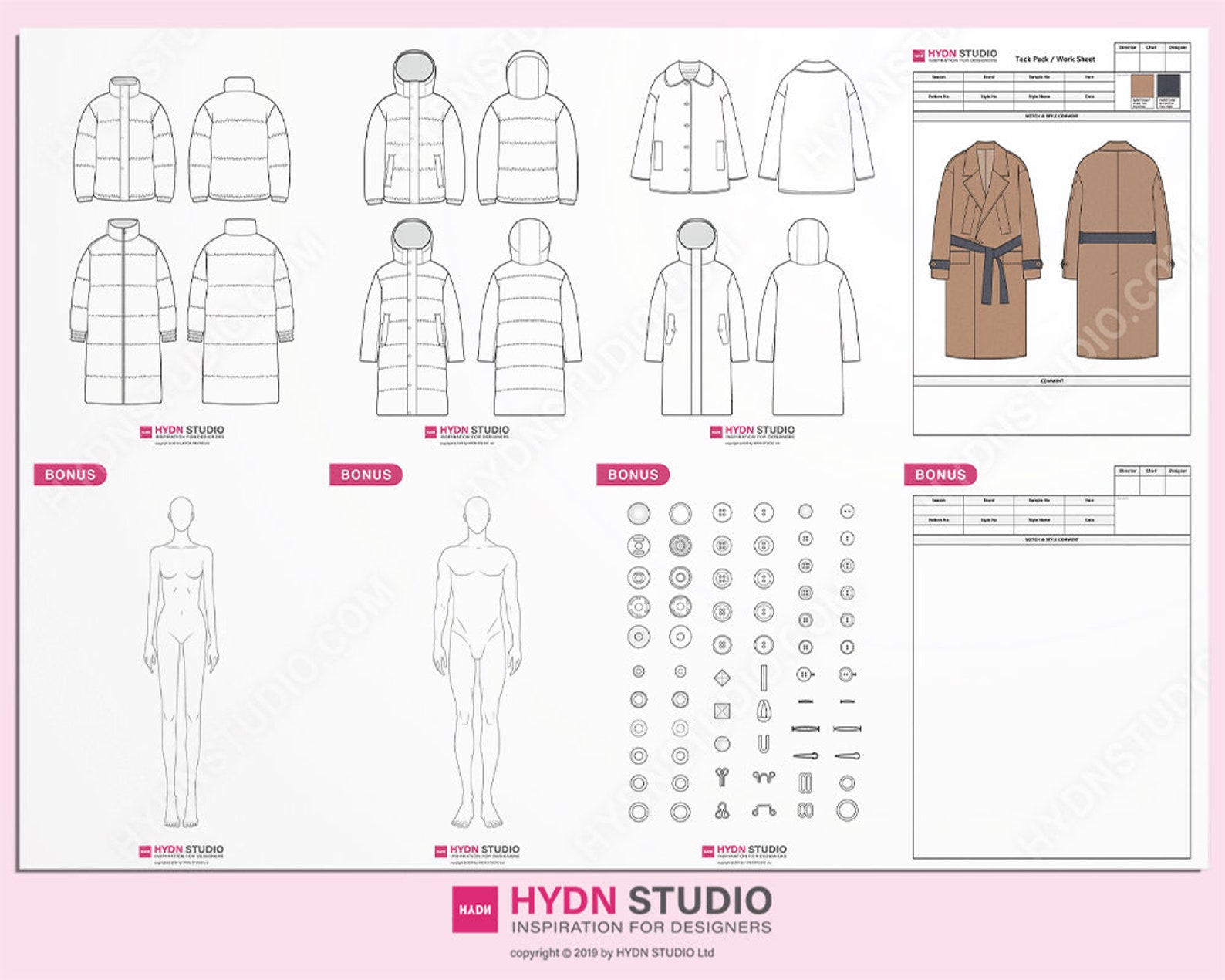 Vector Coat Outer Down Jacket Design Set 22 Style Vector Outer Designs ...