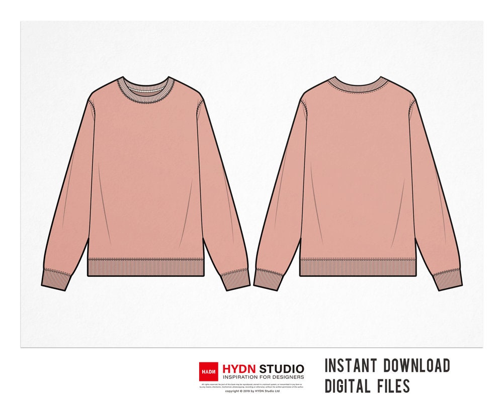 Sweatshirts Flat Sketch 2style Fashion Flats Fashion - Etsy